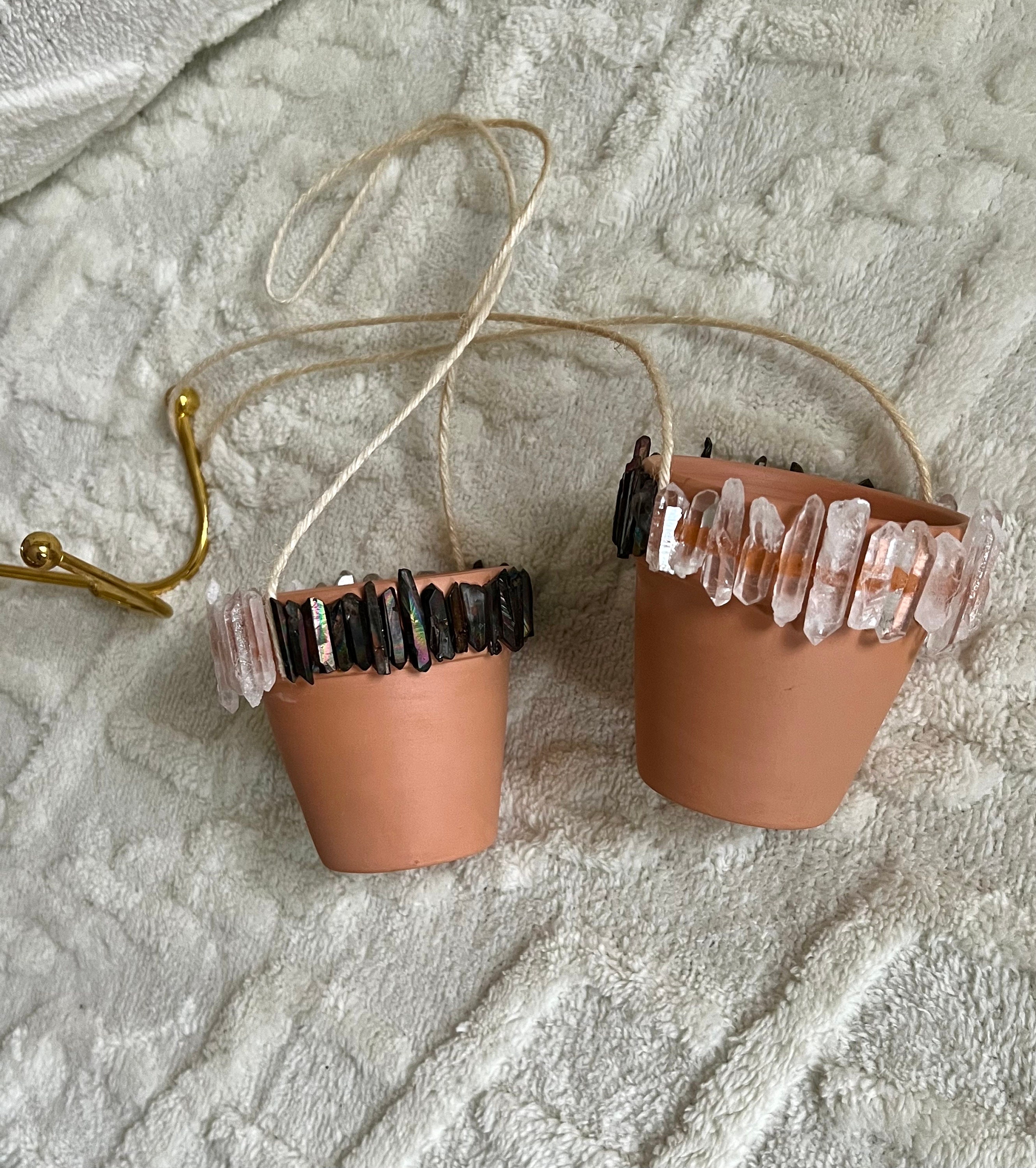 Yin Yang Crystal Terra Cotta Pots/planters/boho/hipster Hanging Pots - Etsy
