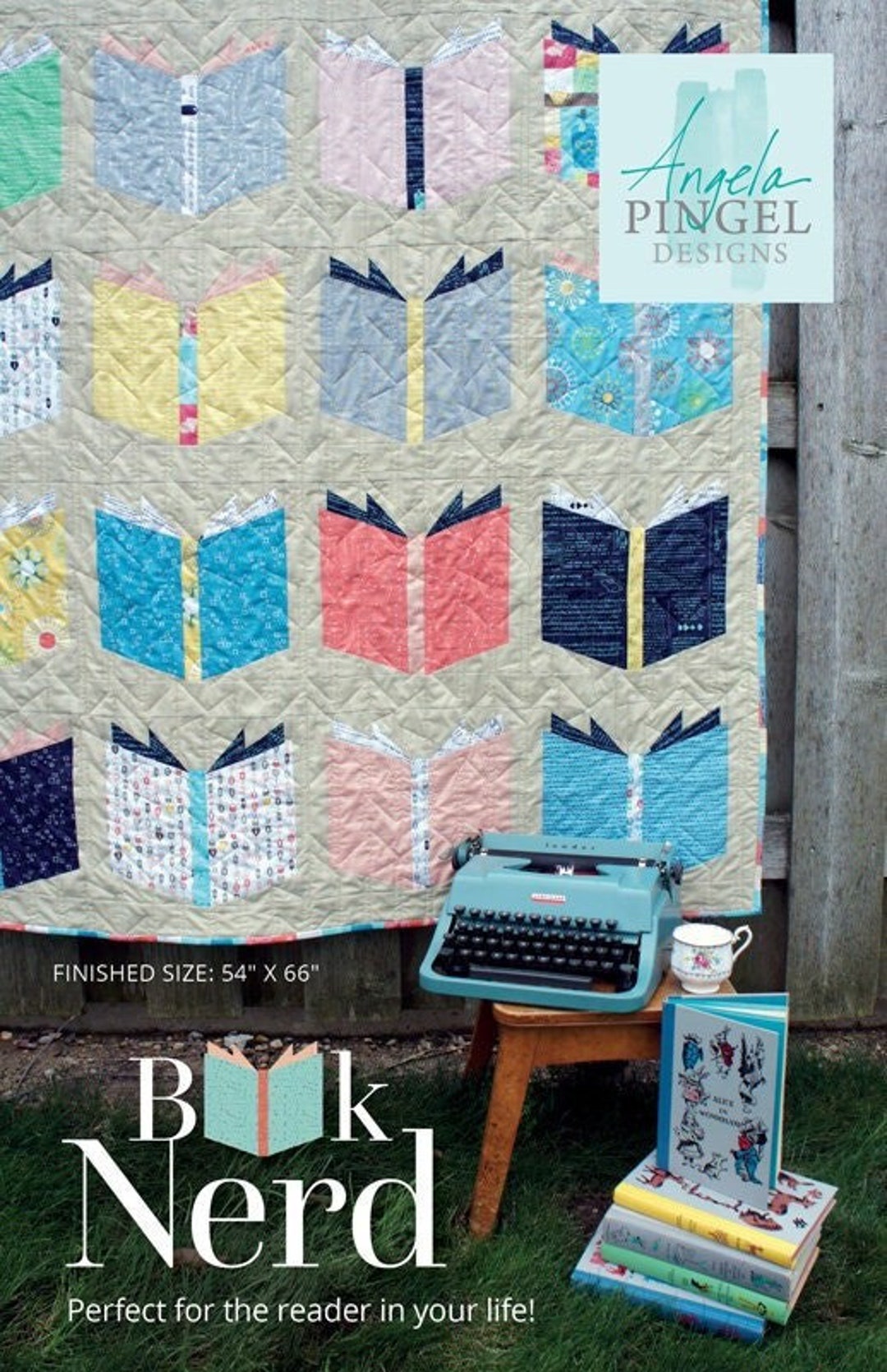 Book Nerd Quilt Pattern, Book Themed Modern Quilt Pattern, Quilt ...