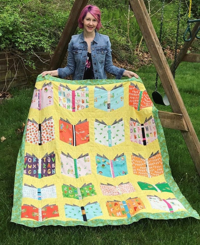 Book Nerd Quilt Pattern Book Themed Modern Quilt Pattern - Etsy