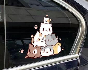 Large Vinyl Car Sticker, Three Cats Scratch Cover Funny Bumper Decal ...