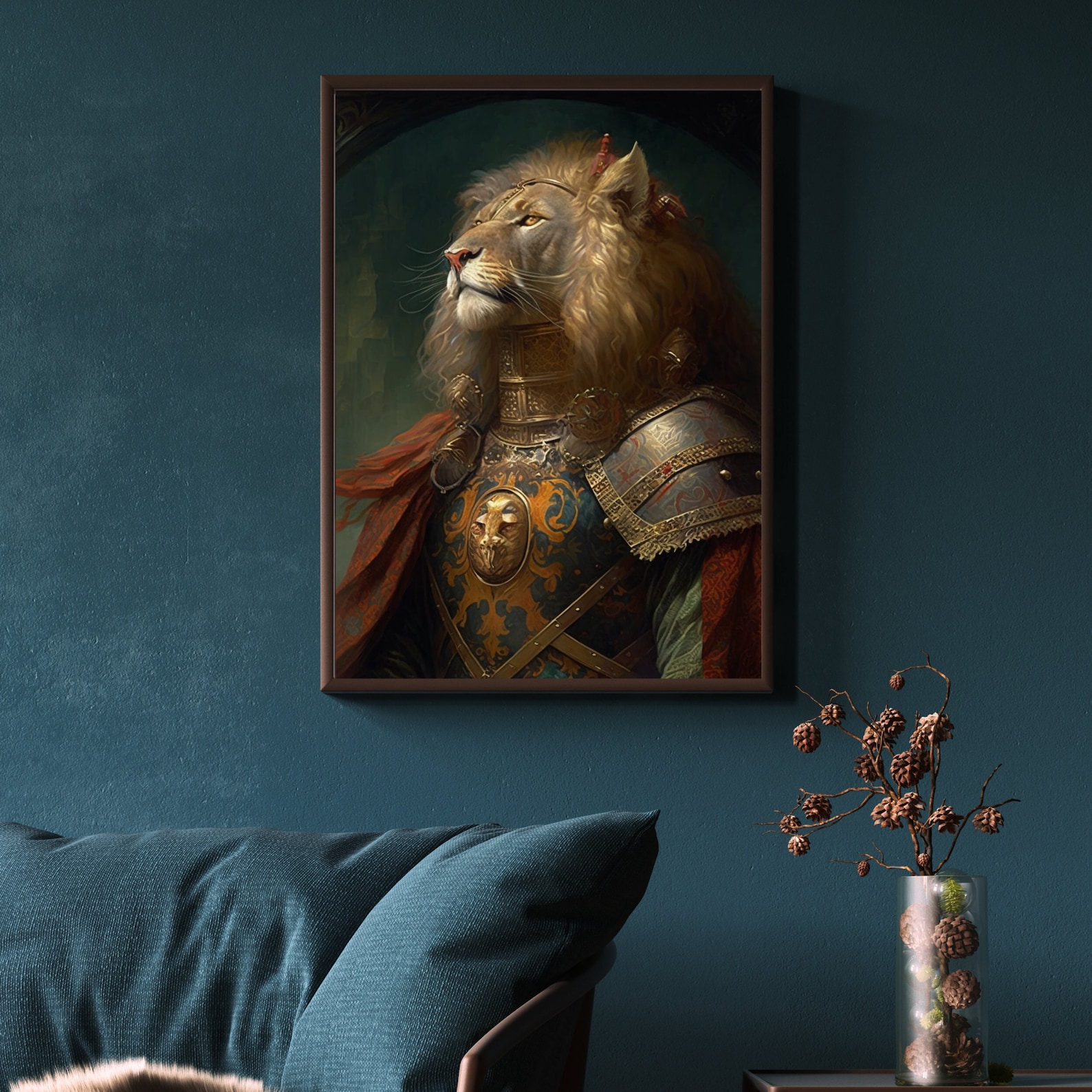 Medieval Lion Wall Art Painting Renaissance Lion Portrait - Etsy