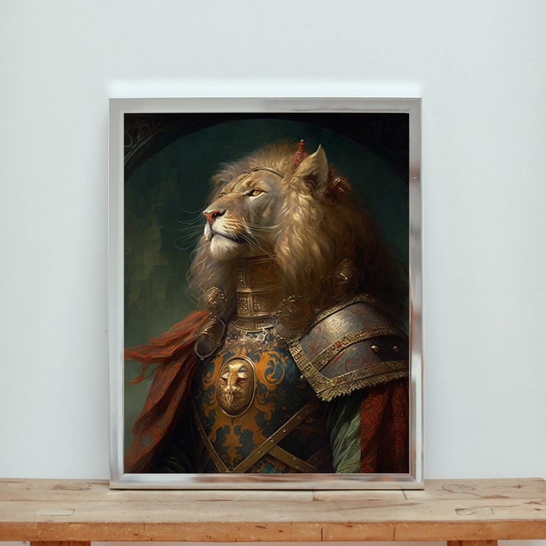 Medieval Lion Wall Art Painting Renaissance Lion Portrait - Etsy