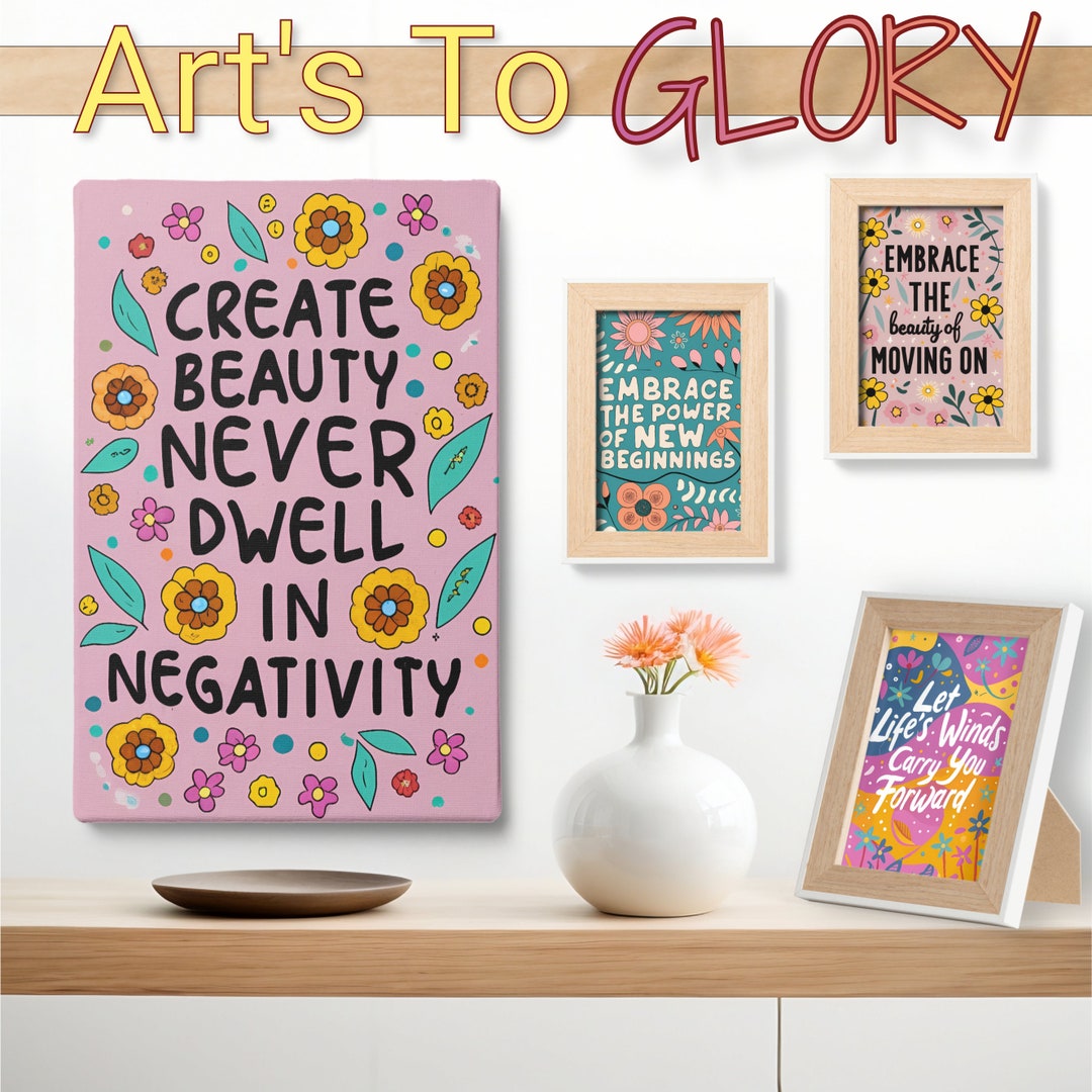 Inspirational Floral Quote Posters: Motivational Digital Wall Art for ...