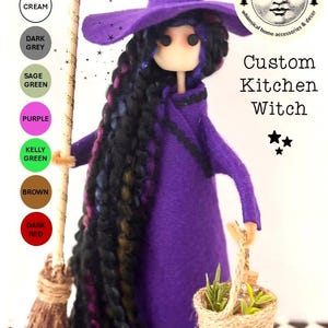 Personalized 10" Kitchen Witch Doll: Whimsical Decor in Custom Colors ...
