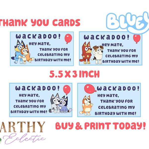 Bluey Thank You Postcard - Etsy