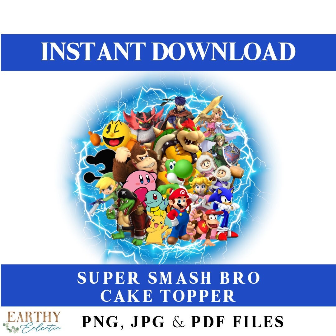 Super Smash Bros Cake Topper Printable Cake Topper Super - Etsy