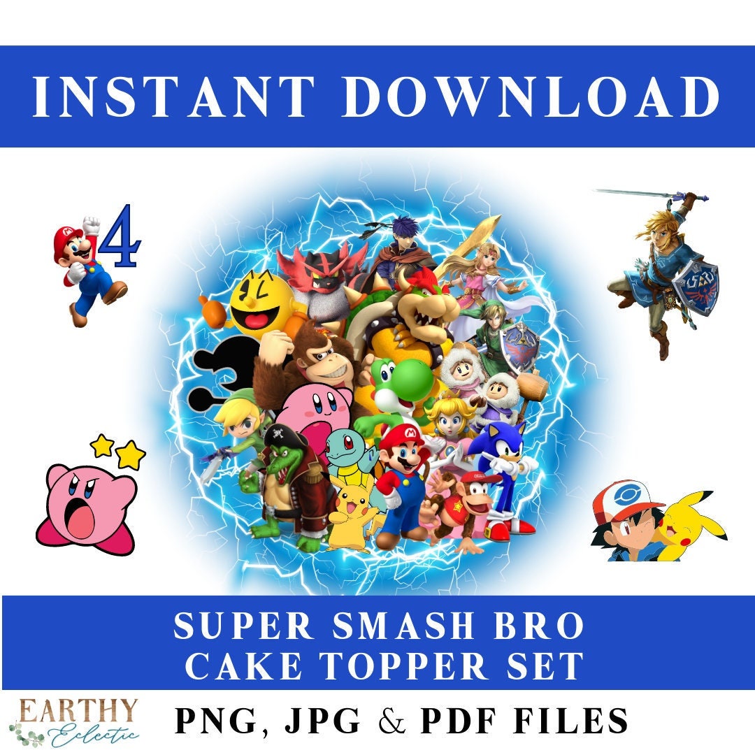 Super Smash Bro Cake Topper 4th Birthday Party Printable - Etsy