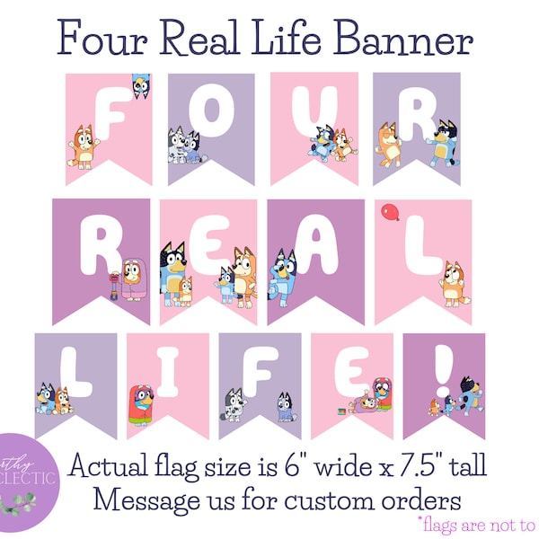 Four Real Life Bluey Banner - Etsy Australia