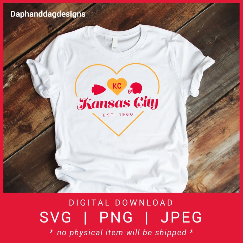 Kansas City Football Heart SVG Download - Etsy