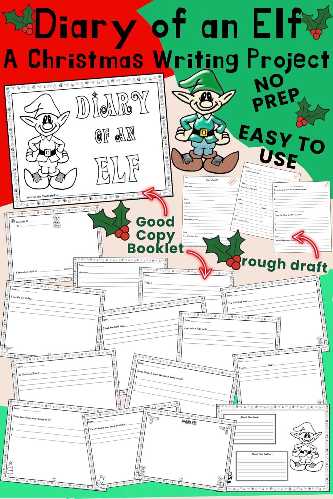 Student Christmas Story Writing Project - Diary of an Elf - Etsy