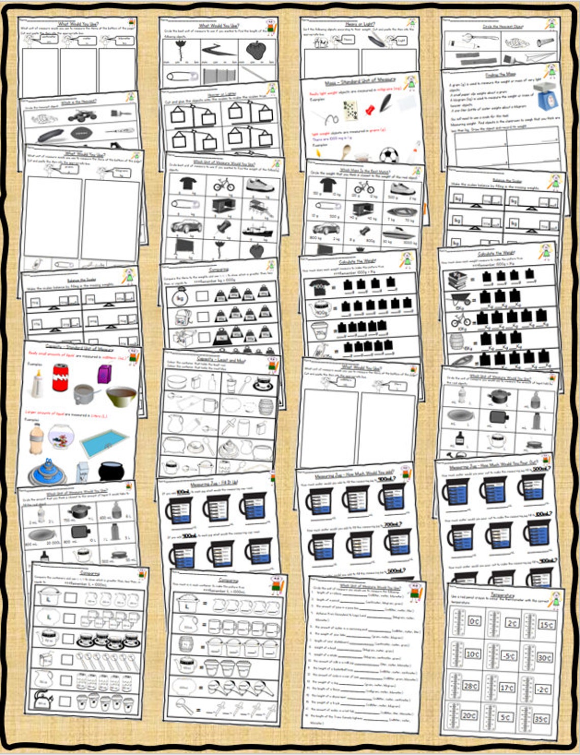 Math - Measurement Worksheets/unit With Answer Key - Printable PDF - Etsy