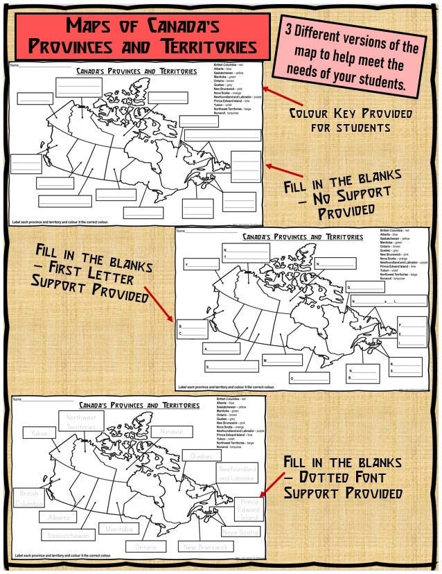 Map of Canada's Provinces and Territories for Students to Label and ...