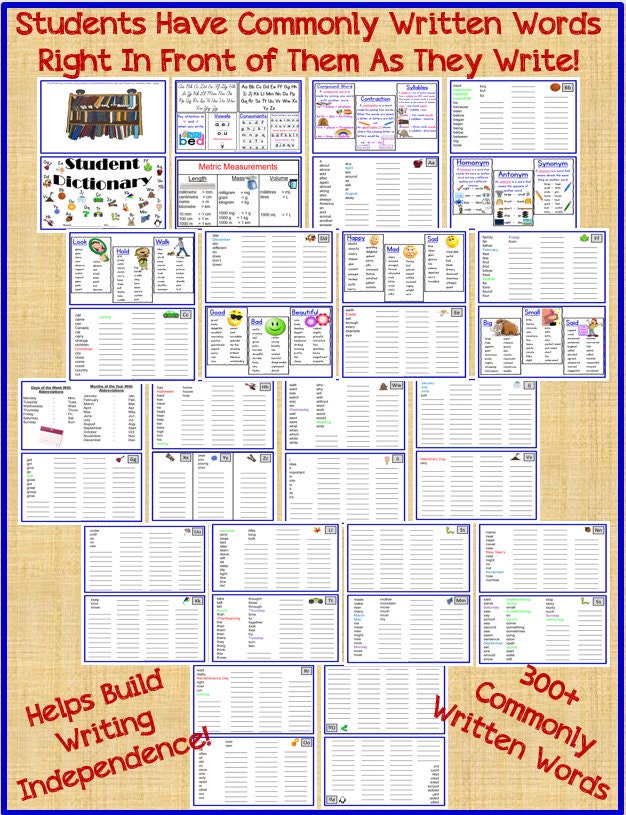Student Printable Spelling and Writing Dictionary - No PREP - Etsy