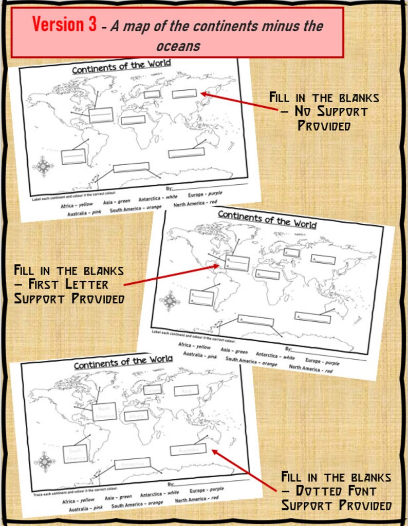 Maps of the Continents of the World for Students to Label and Colour ...