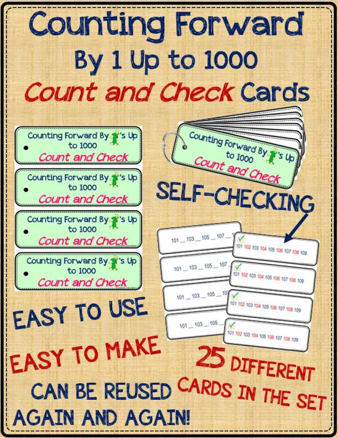 Math - Counting to 1000 by 1 - Printable PDF Self-checking Practice ...