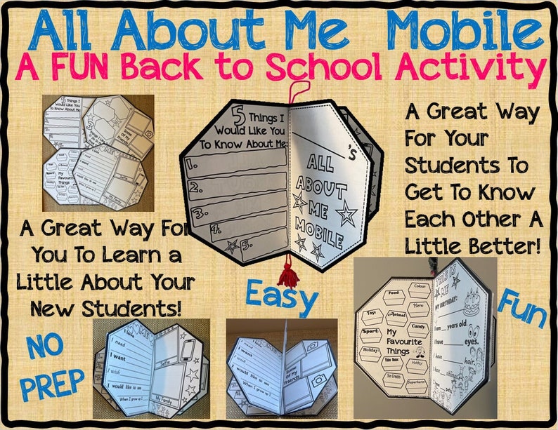 Back to School - All About Me Mobile - Digital PDF - Etsy
