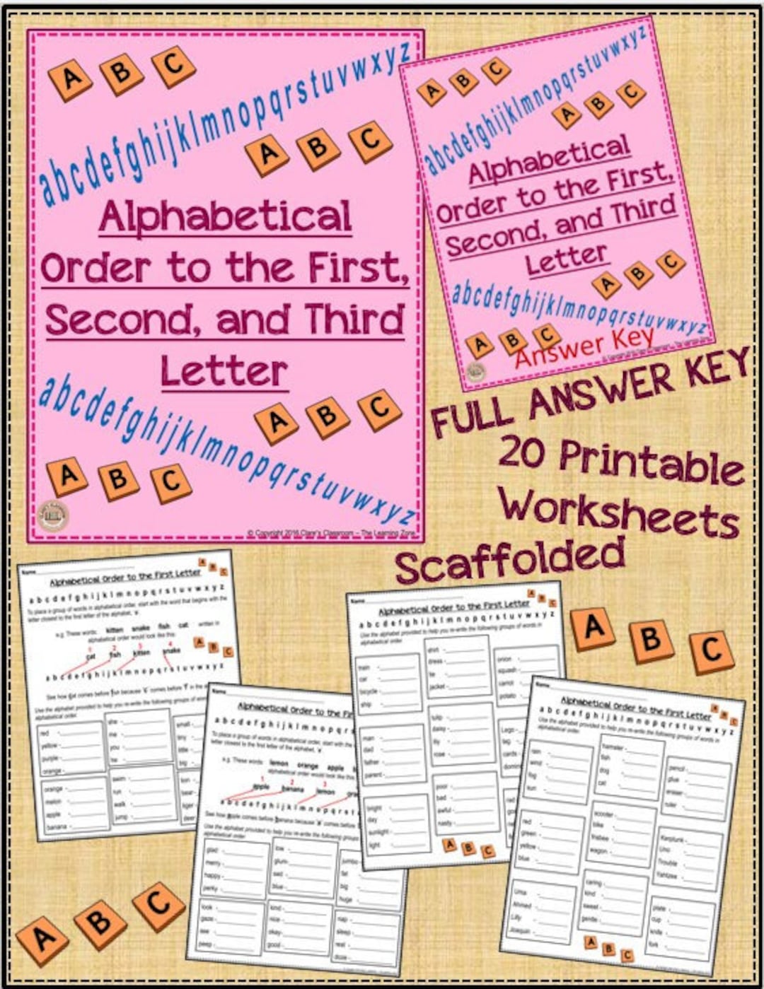 20 Alphabetizing to the First, Second, and Third Letter Worksheets With ...