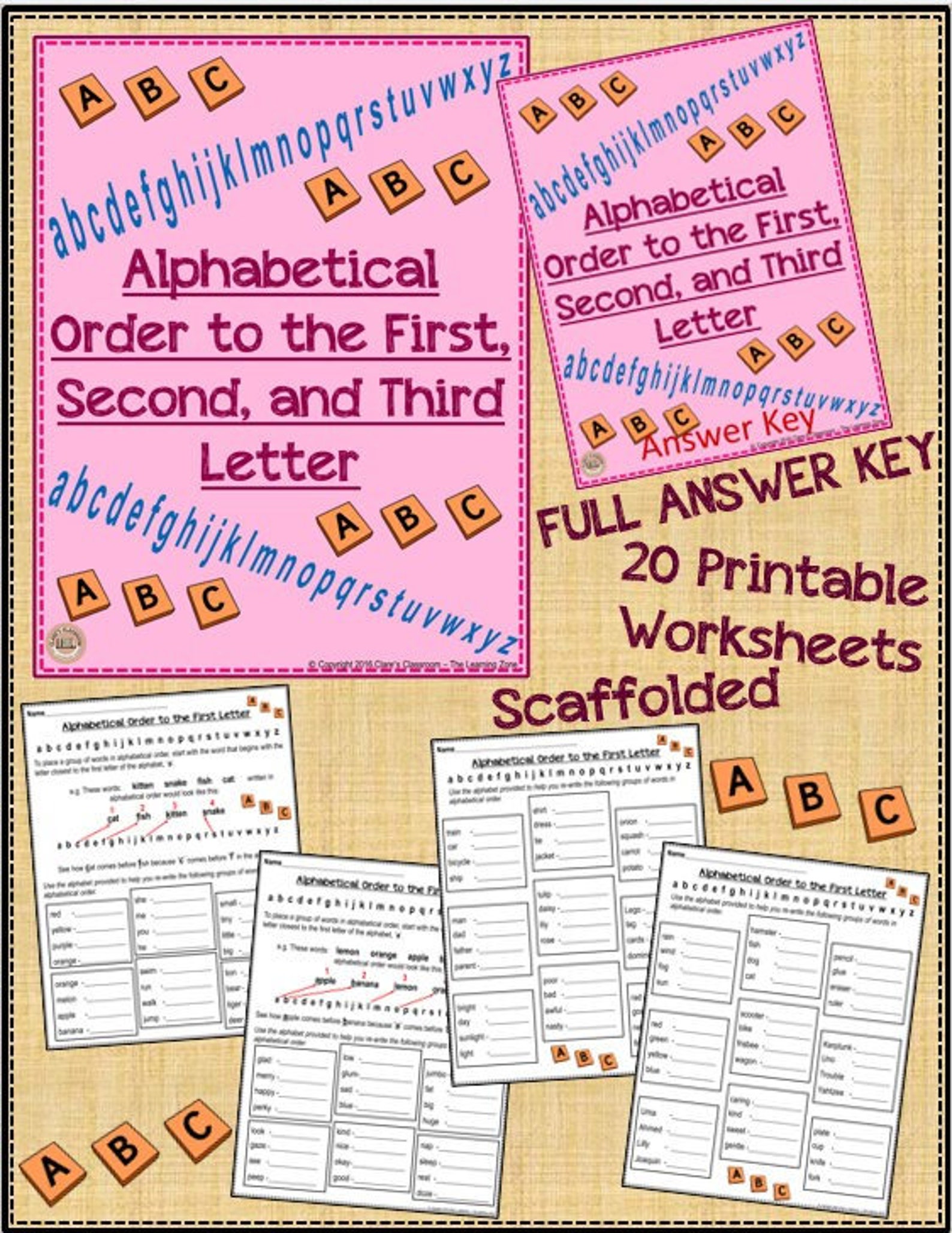 20 Alphabetizing to the First, Second, and Third Letter Worksheets With ...