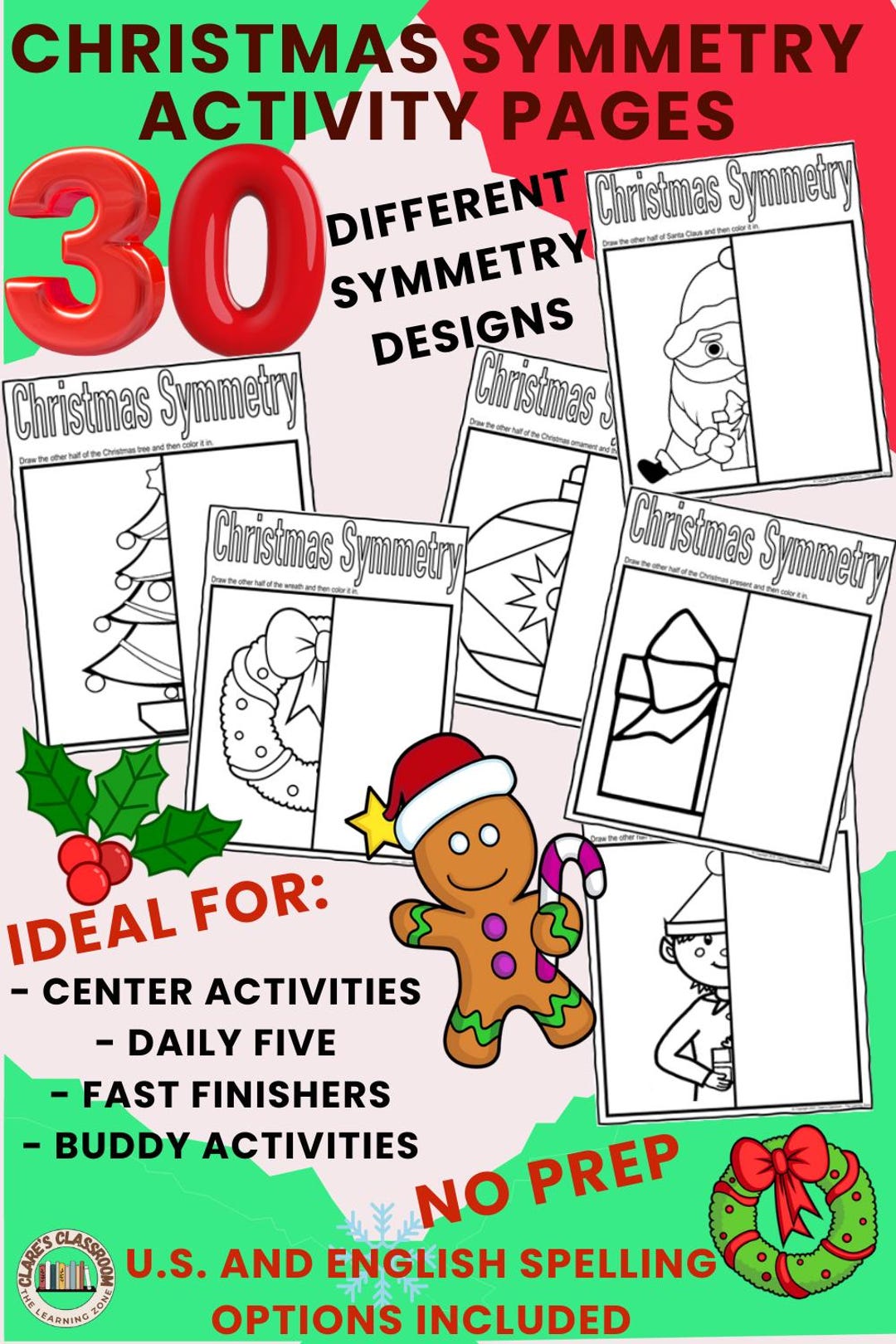 Christmas Symmetry Activity Pages PDF - Etsy