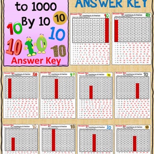 Math - Skip Counting to 1000 by 10 Worksheets - Set 6 - Etsy