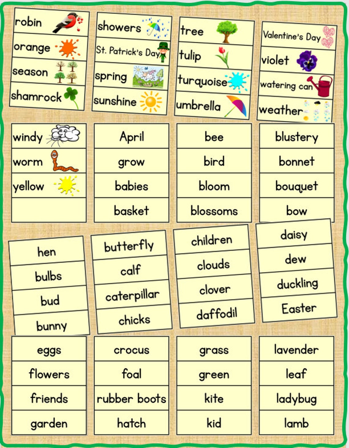Spring Classroom Word Wall Display - Etsy