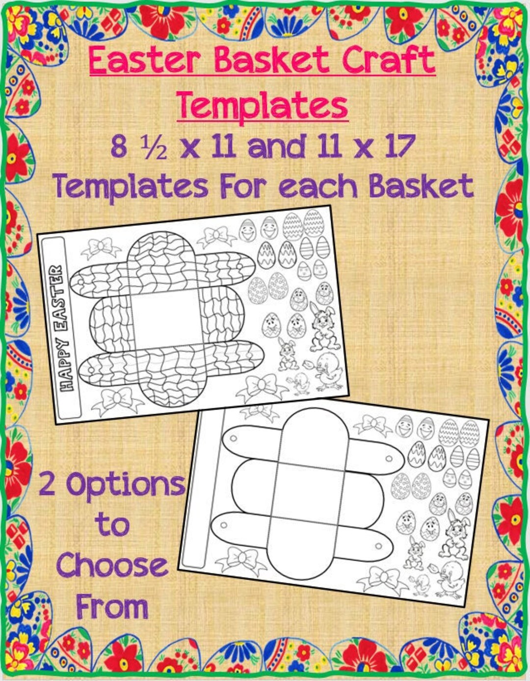 Easter Basket Craft Templates - Printable PDF - Etsy