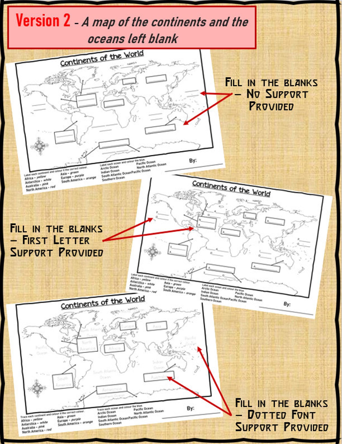 Maps of the Continents of the World for Students to Label and Colour ...