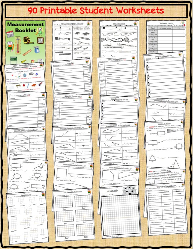 Math - Measurement Worksheets/unit With Answer Key - Printable PDF - Etsy