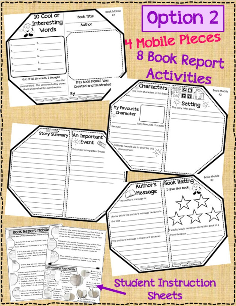 Book Report Templates - Mobile Display Activity for Novels and Picture ...