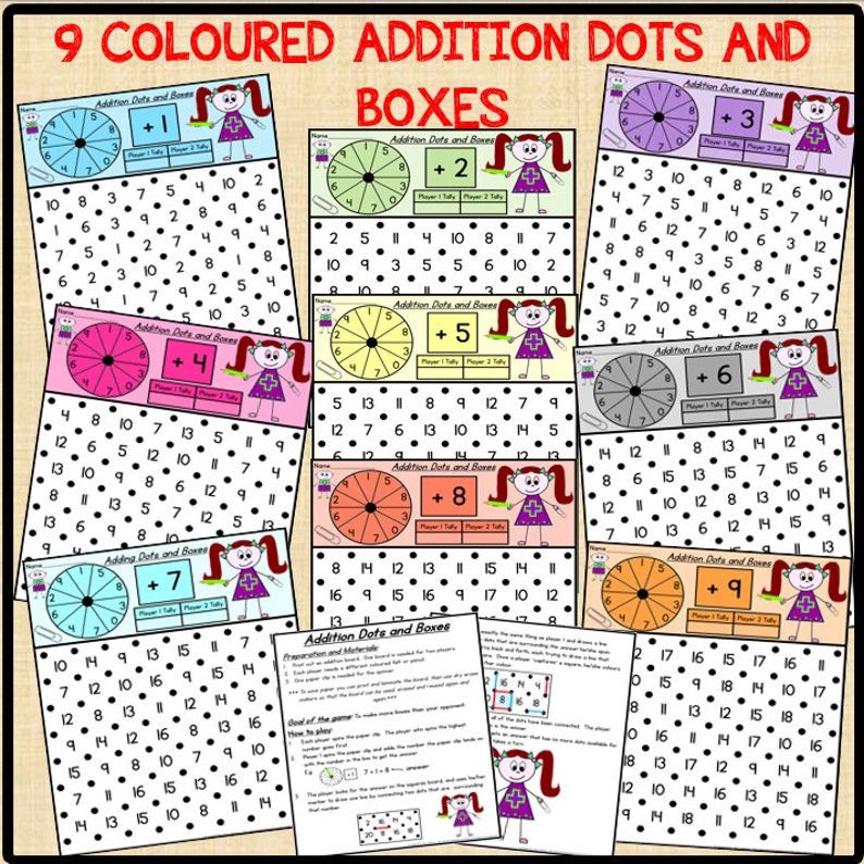 Addition and Subtraction Within 20 Dots and Boxes Math Games - Etsy
