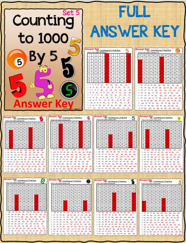 Math Skip Counting to 1000 by 5 Worksheets Set 5 Printable PDF - Etsy
