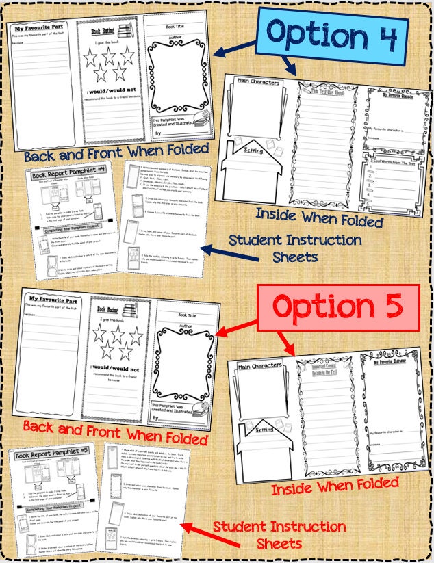 Reading Book Report Pamphlets 6 Versions to Help Differentiate, NO PREP ...