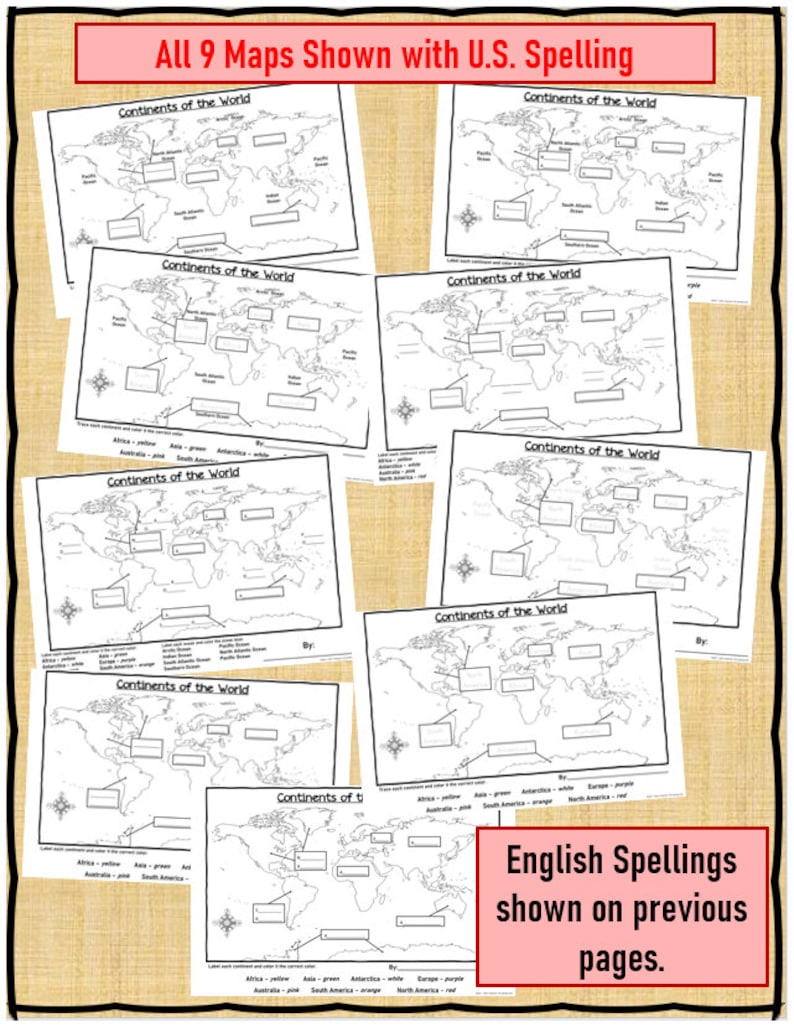 Maps of the Continents of the World for Students to Label and Colour ...
