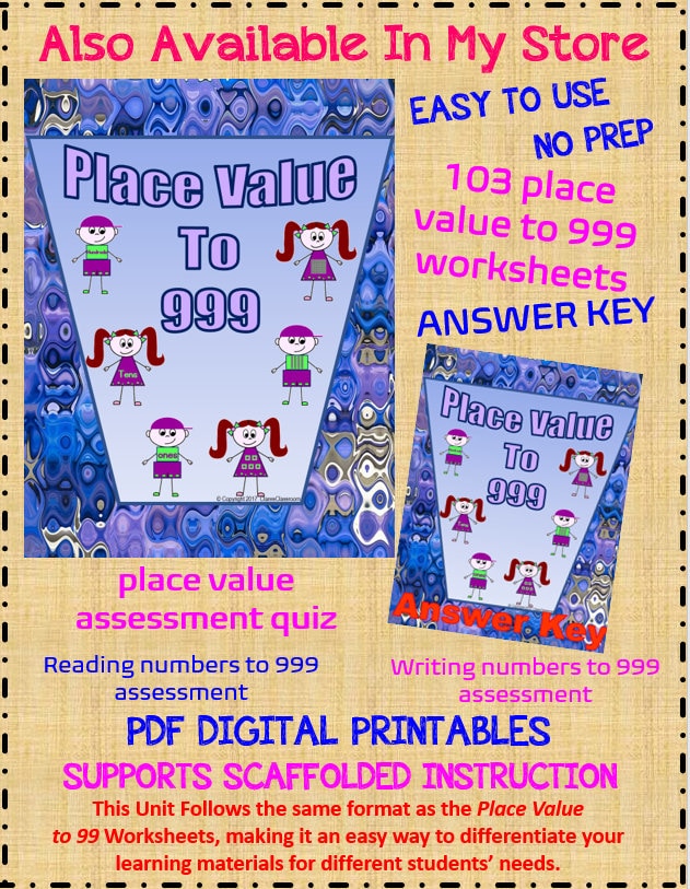 Math - Place Value to 99 - Tens and Ones Worksheets | Printable PDF - Etsy