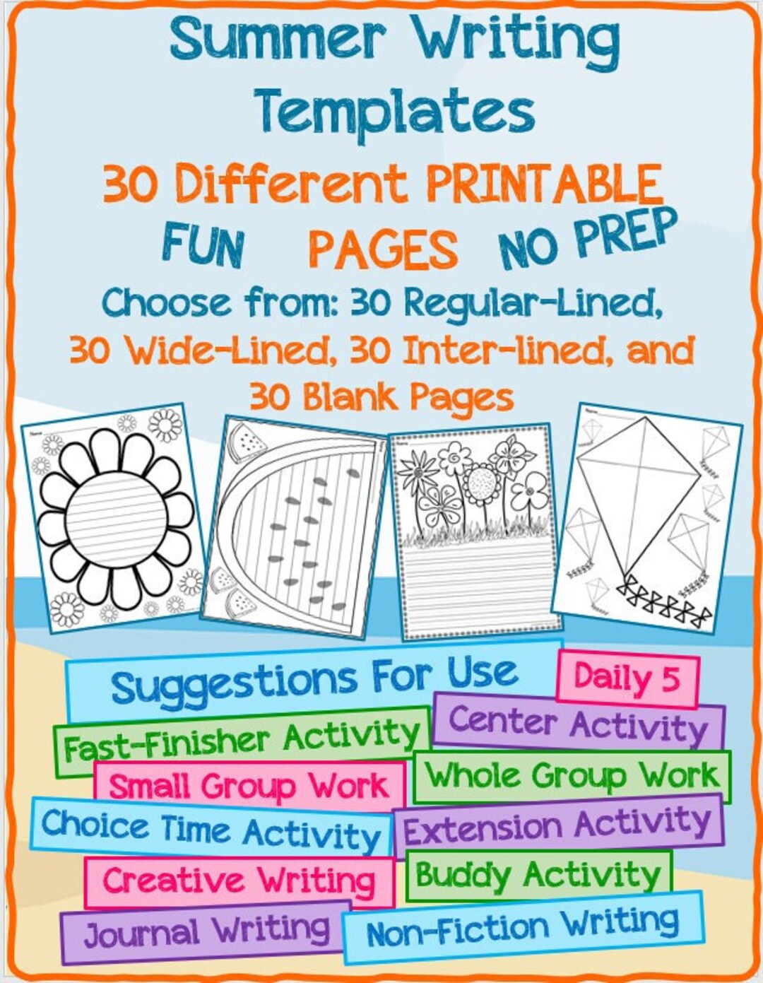 Summer Themed Student Writing Templates - Etsy