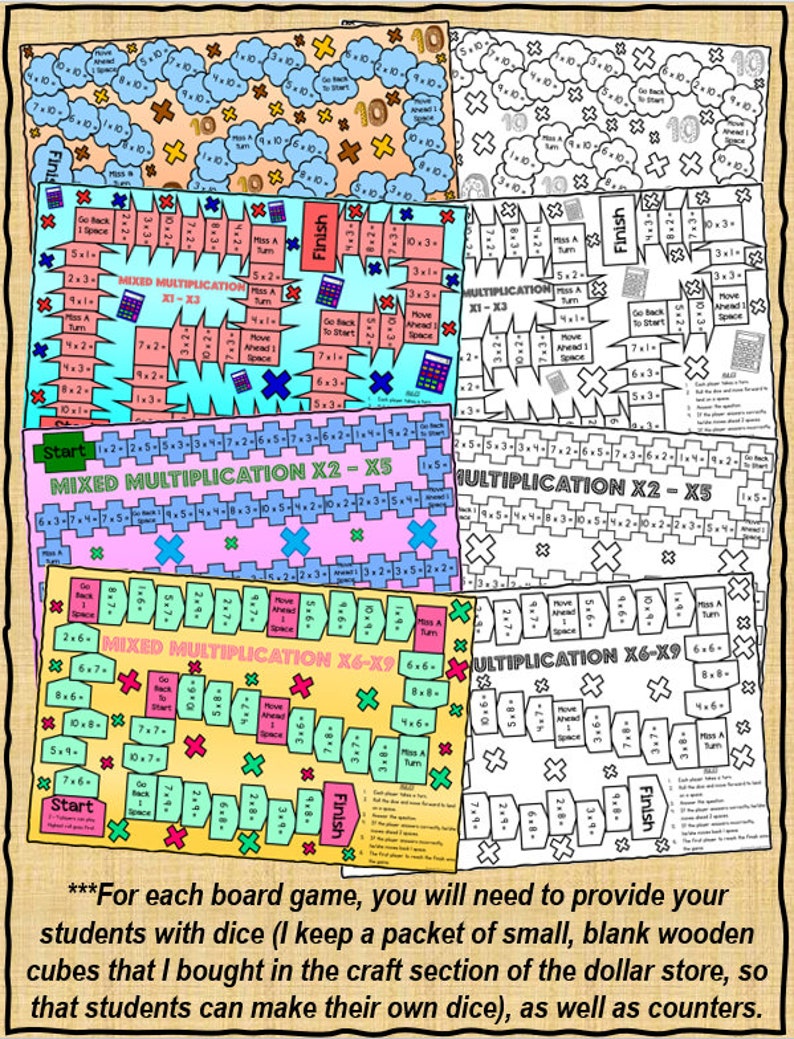 Multiplication Basic Facts Gameboards - Etsy