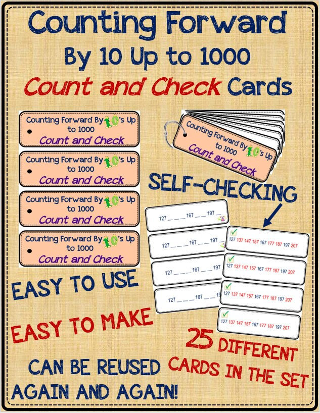 Math - Counting to 1000 by 10 - Printable PDF Self-checking Practice ...