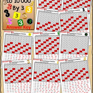 Math - Skip Counting to 10 000 by 3 - Set 3 - Digital PDF - Etsy