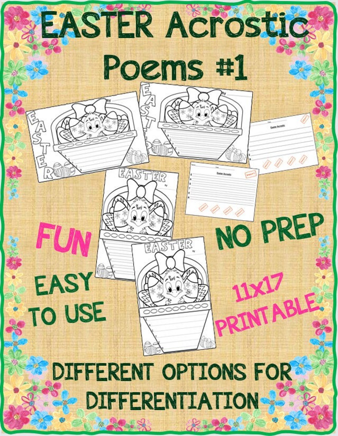 Poema Acróstico de Pascua #1 Plantillas - PDF Imprimible - Etsy México
