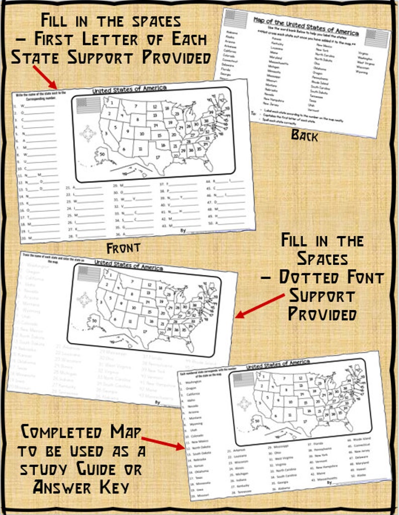 Maps of USA States for Students to Label and Color | Differentiated | 6 ...