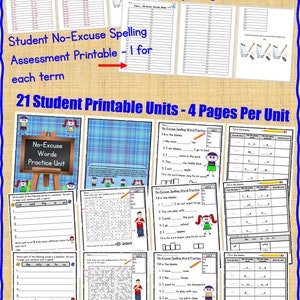 Spelling - No-excuse Words Spelling - 21 Unit Student PDF Printable ...