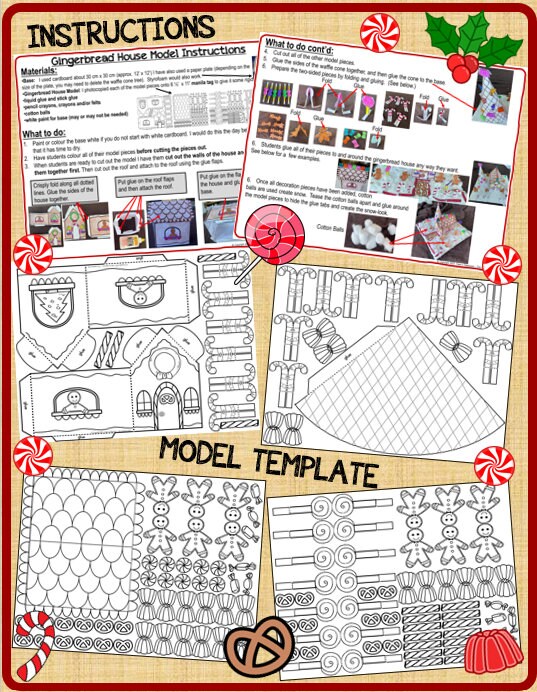 Christmas 3-D Gingerbread House Model Template and Instructions - Etsy
