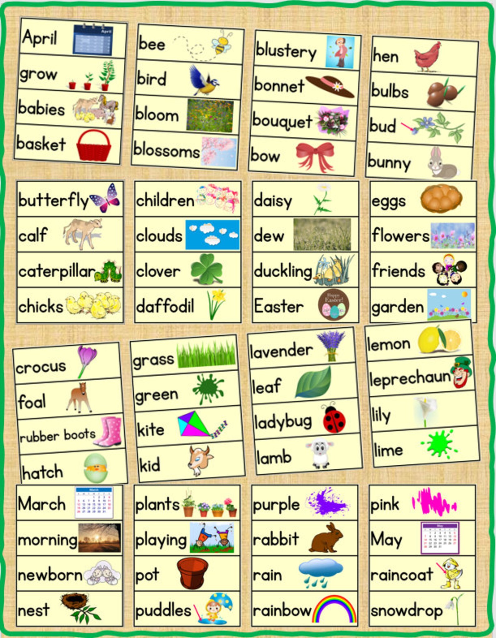 Spring Classroom Word Wall Display - Etsy