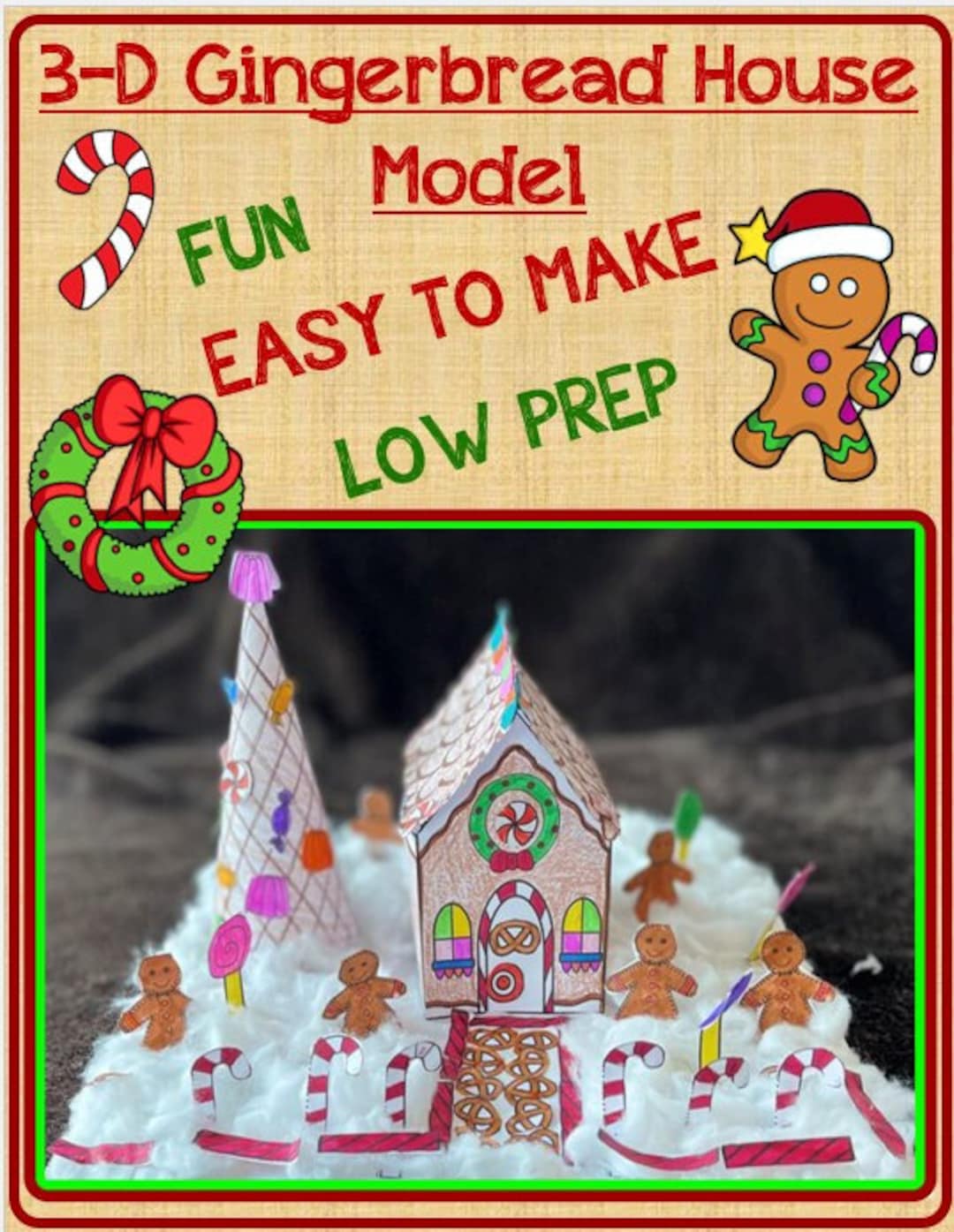 Christmas 3-D Gingerbread House Model Template and Instructions - Etsy
