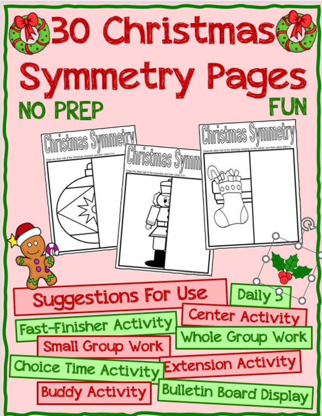 Christmas Symmetry Worksheets (30 Pages) - Etsy