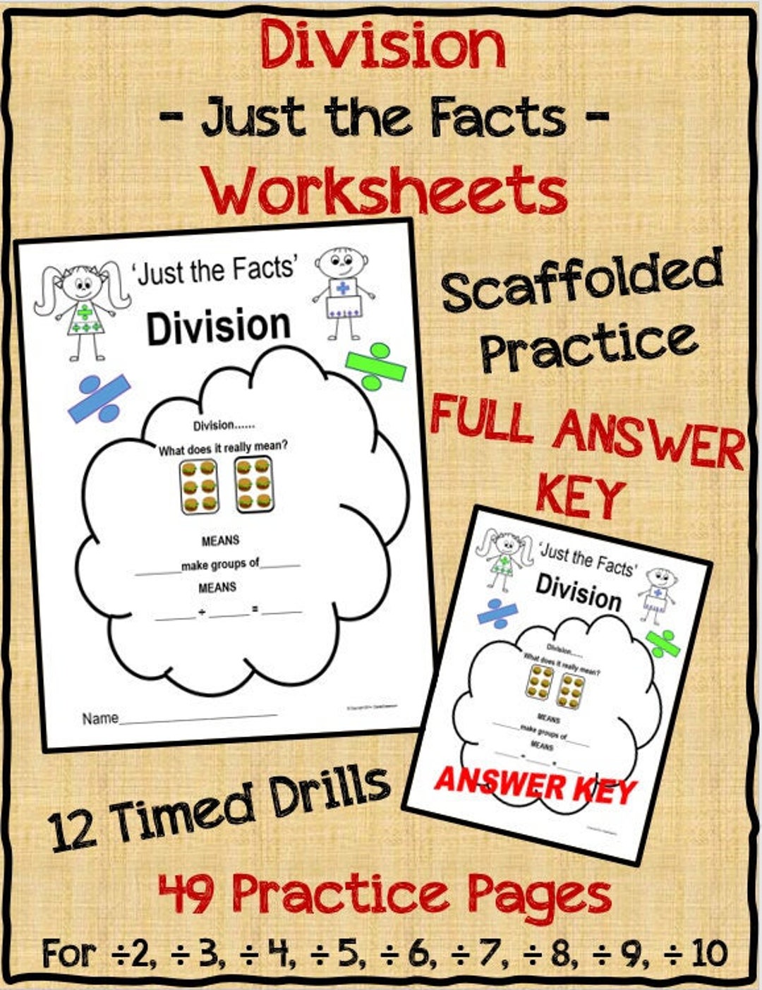 Division Basic Facts Unit - Worksheets With Answer Key - Etsy