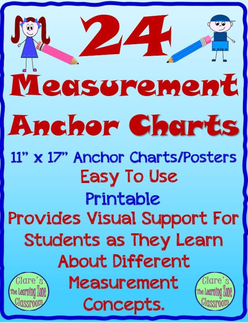Math - Measurement Anchor Charts - Printable PDF 11" X 17" - Etsy