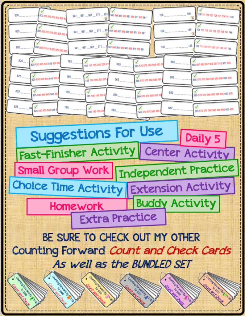 Math - Counting to 1000 by 5 - Printable PDF Self-checking Practice ...