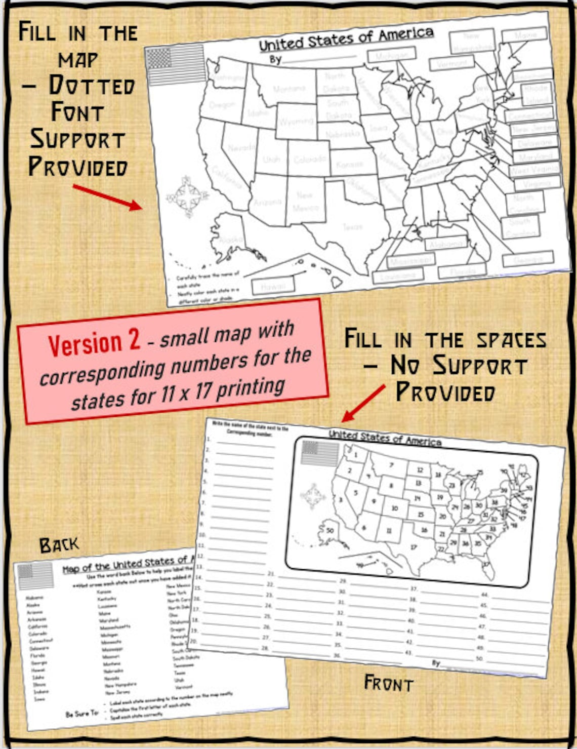 Maps of USA States for Students to Label and Color | Differentiated | 6 ...