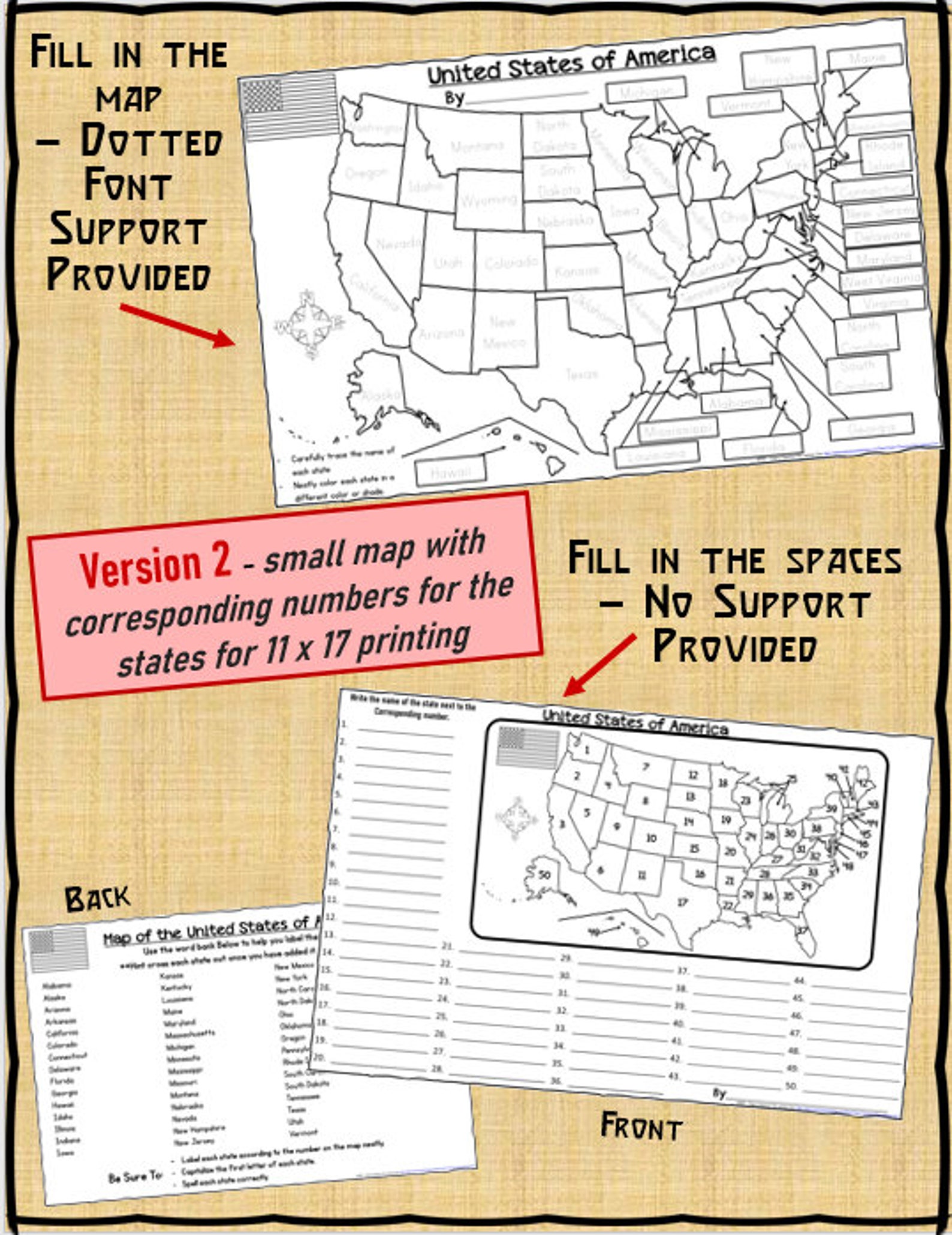 Maps of USA States for Students to Label and Color | Differentiated | 6 ...